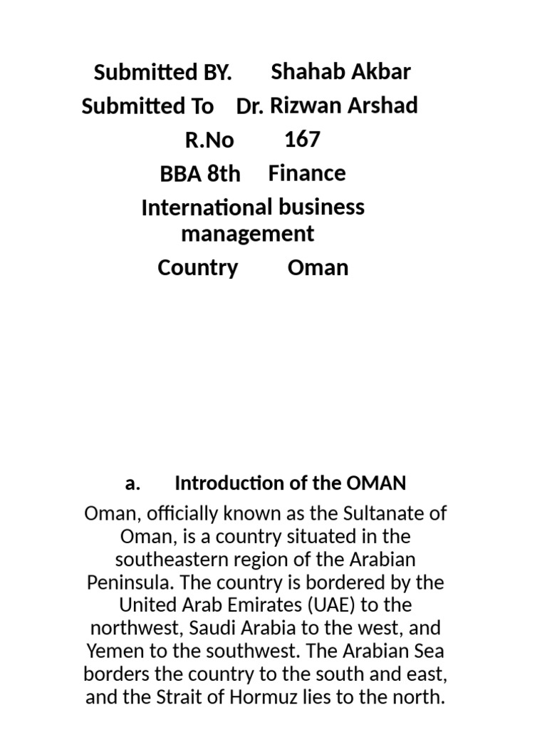 Economic Overview of Oman | PDF | Oman | Petroleum