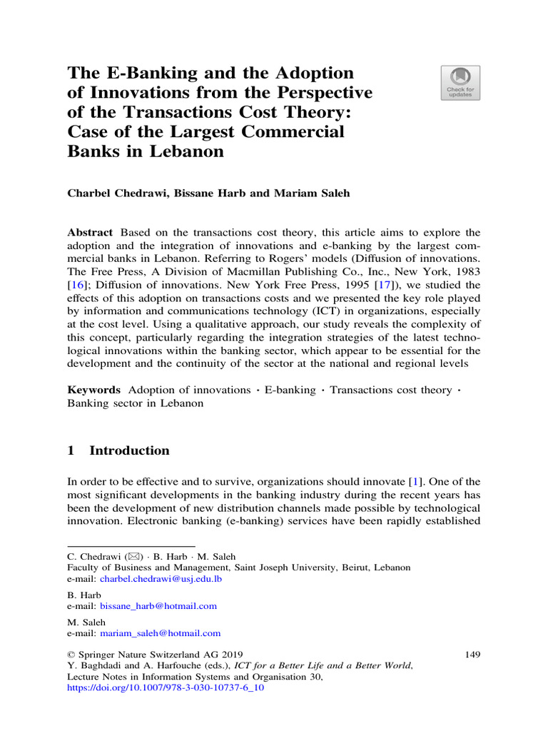 E-Banking Adoption in Lebanese Banks | PDF | Innovation | Computers