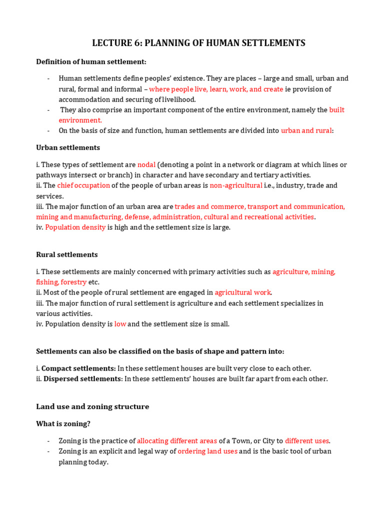 Lecture 6 Planning of Human Settlement | PDF | Waste | Science & Mathematics