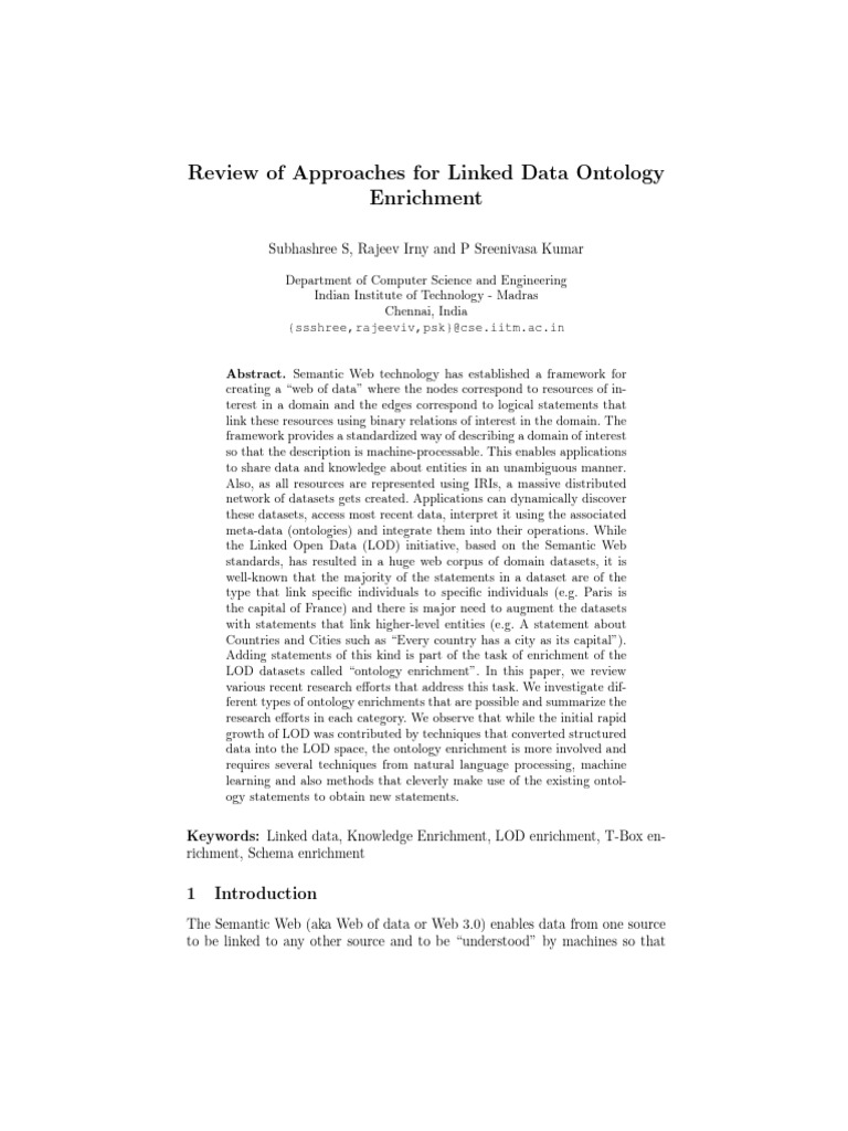 Review of Approaches For Linked Data Ont | PDF