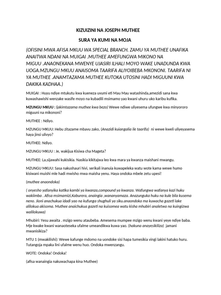 Kizuizini Na Joseph Muthee | PDF