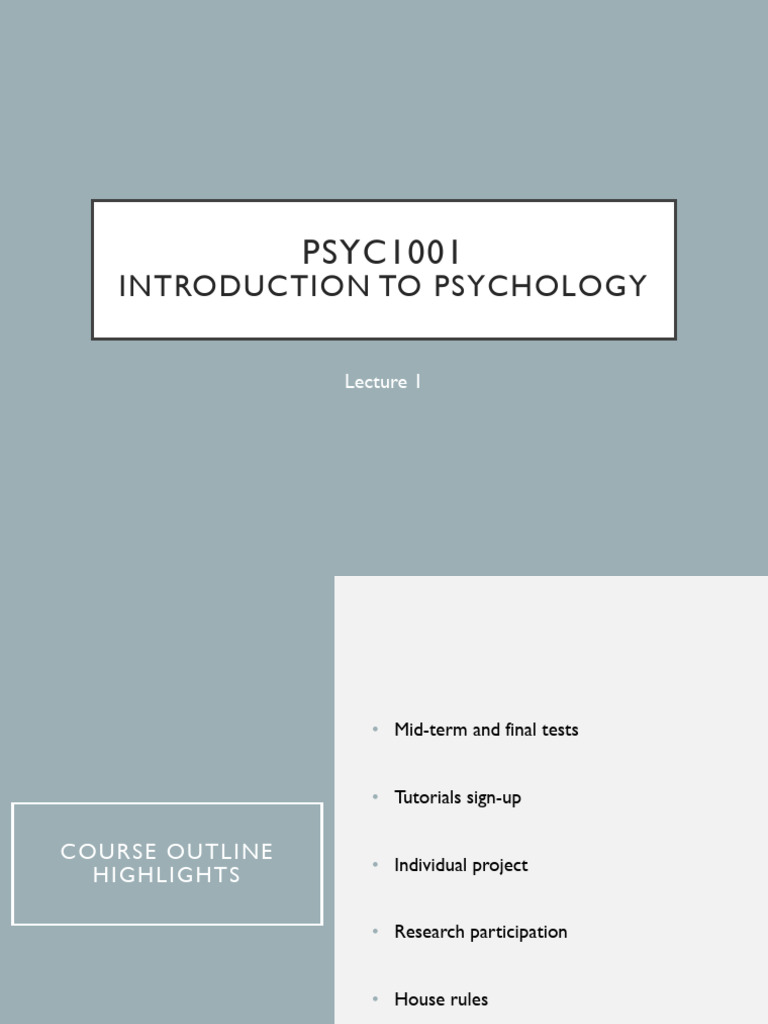 PSYC1001 Lecture 1 | PDF