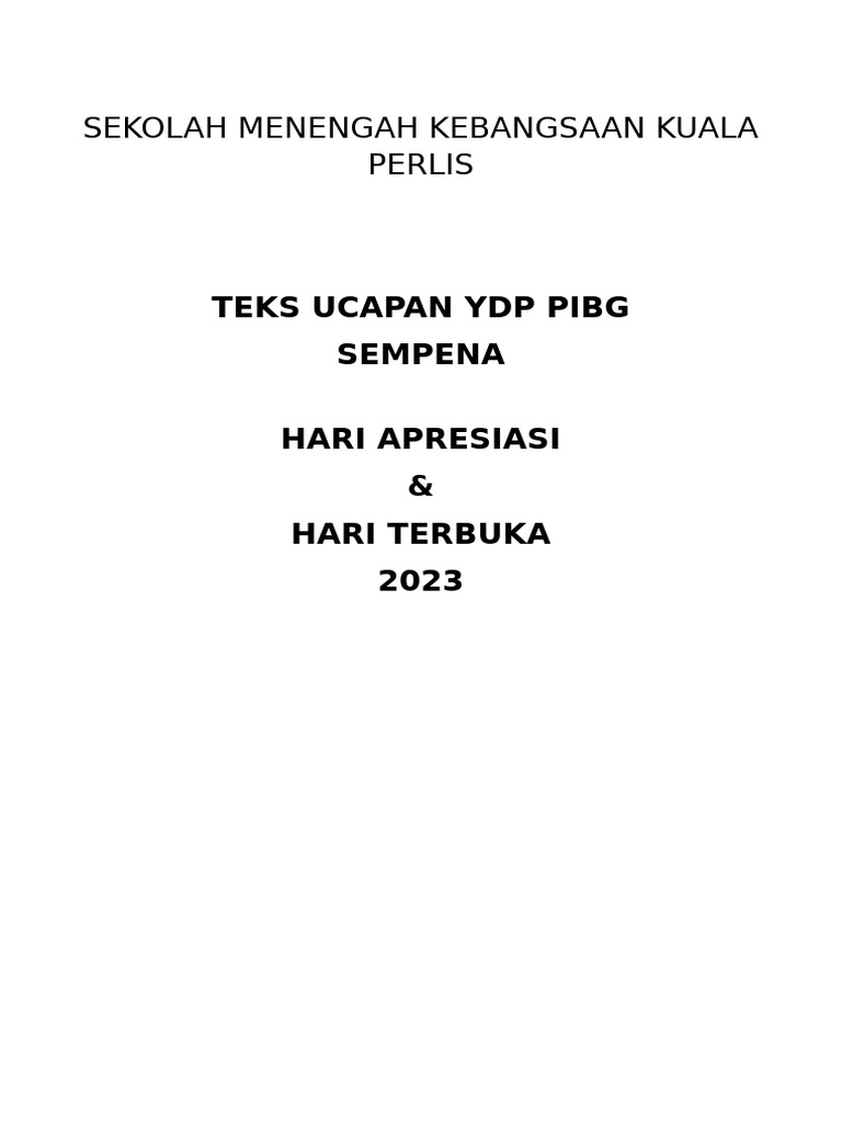 TEKS UCAPAN YDP PIBG HAHT 2023 | PDF
