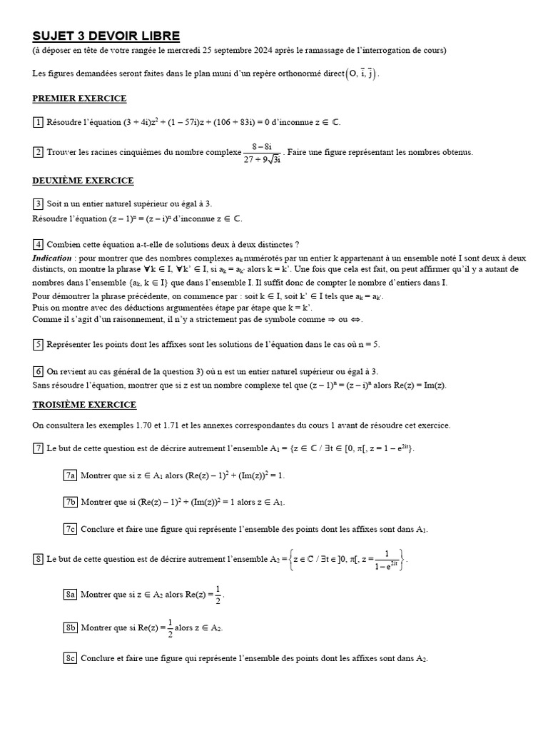 Sujet 3 Devoir Libre: Premier Exercice | PDF