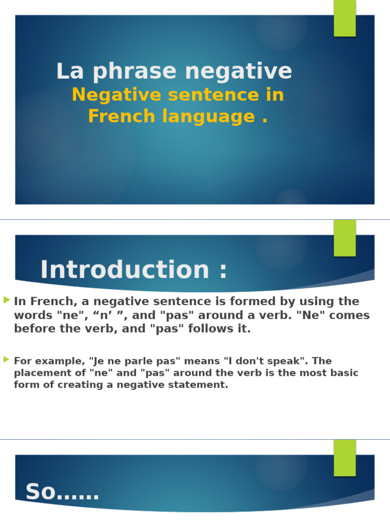 La Phrase Negative | PDF