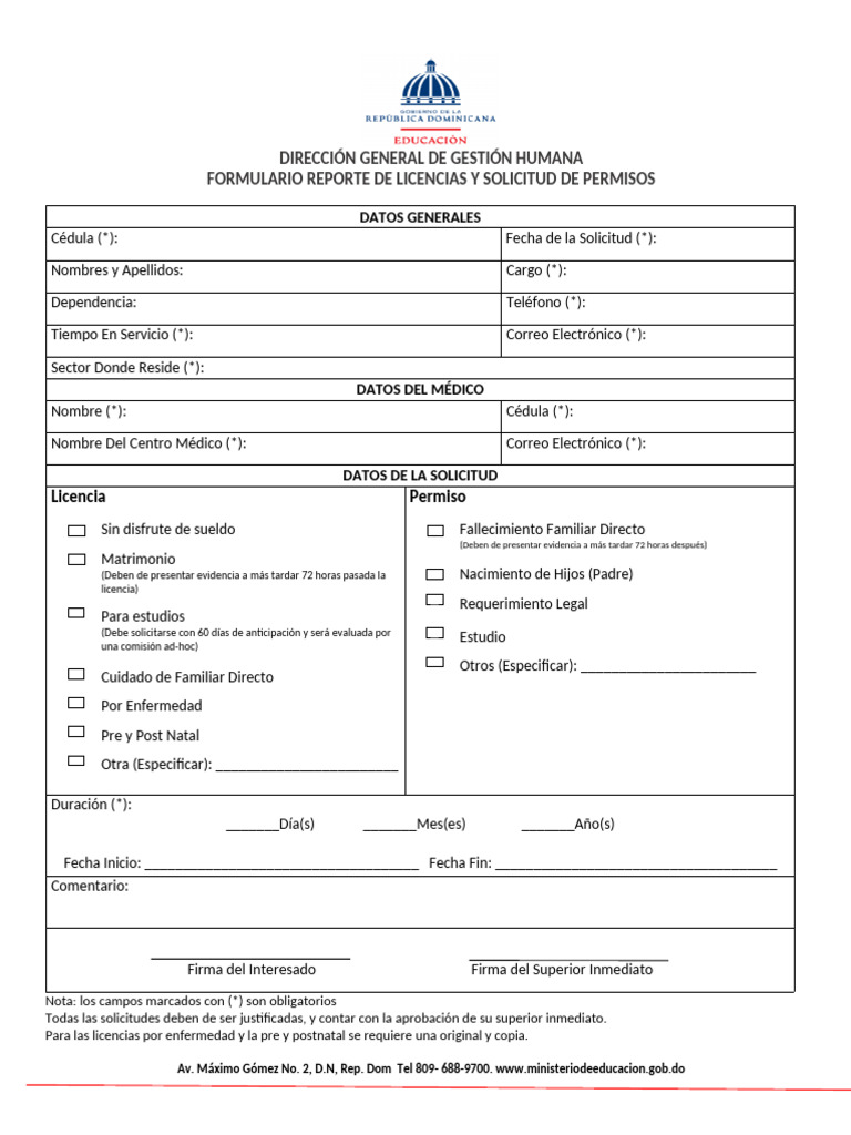 Formulario de Licencias y Permisos Laborales | PDF