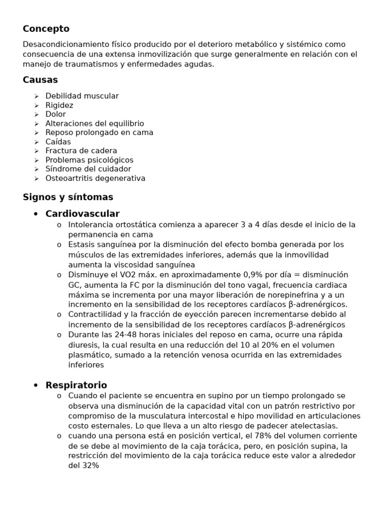 Síndrome de Reposo Prolongado | PDF | Hueso | Depresión (estado de ánimo)