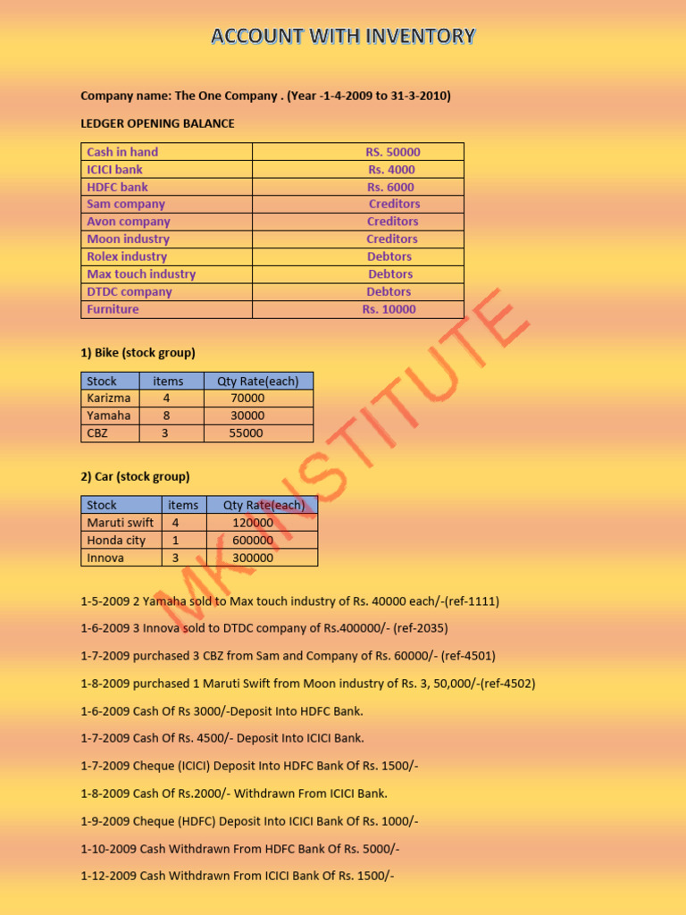 Account with inventory | PDF