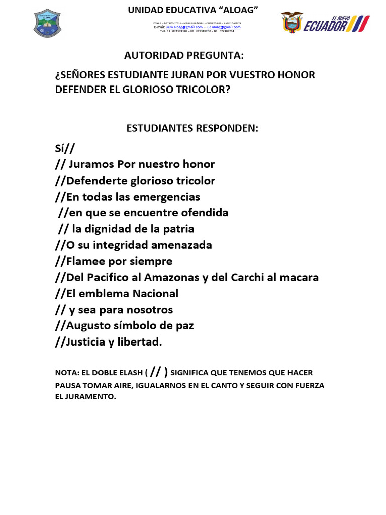Juramento A La Bandera 24-25 | PDF