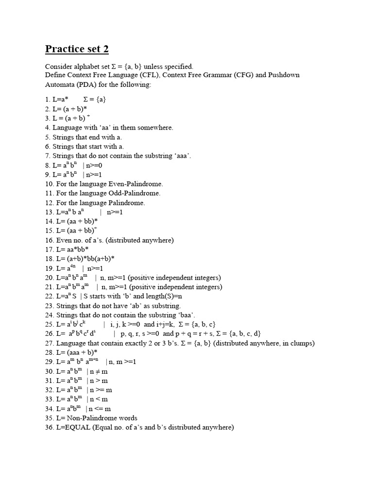 TOC - Practice Set 2 | PDF