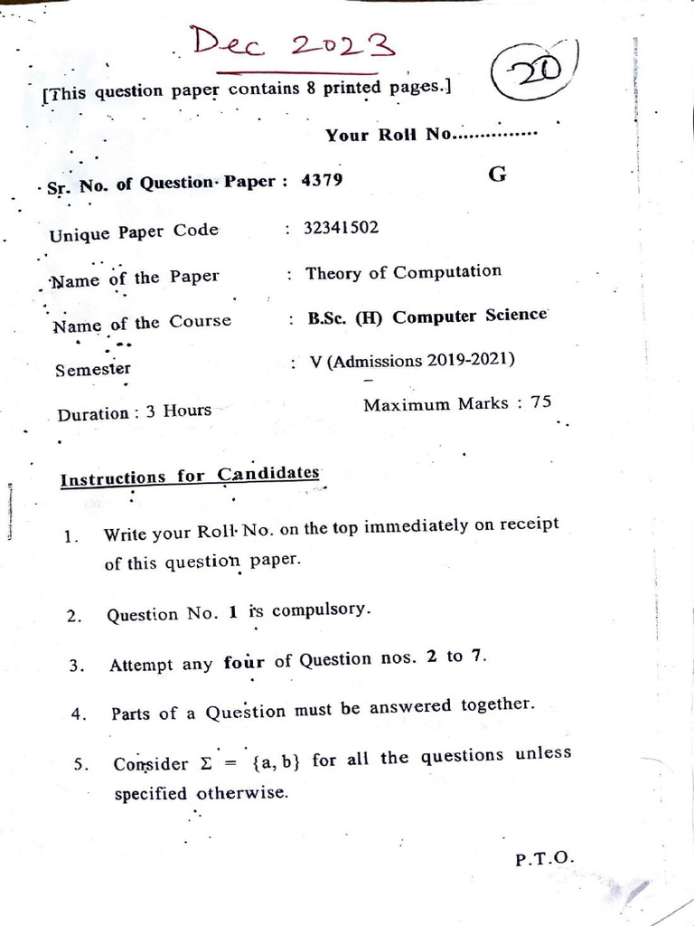Toc Pyq Papers | PDF