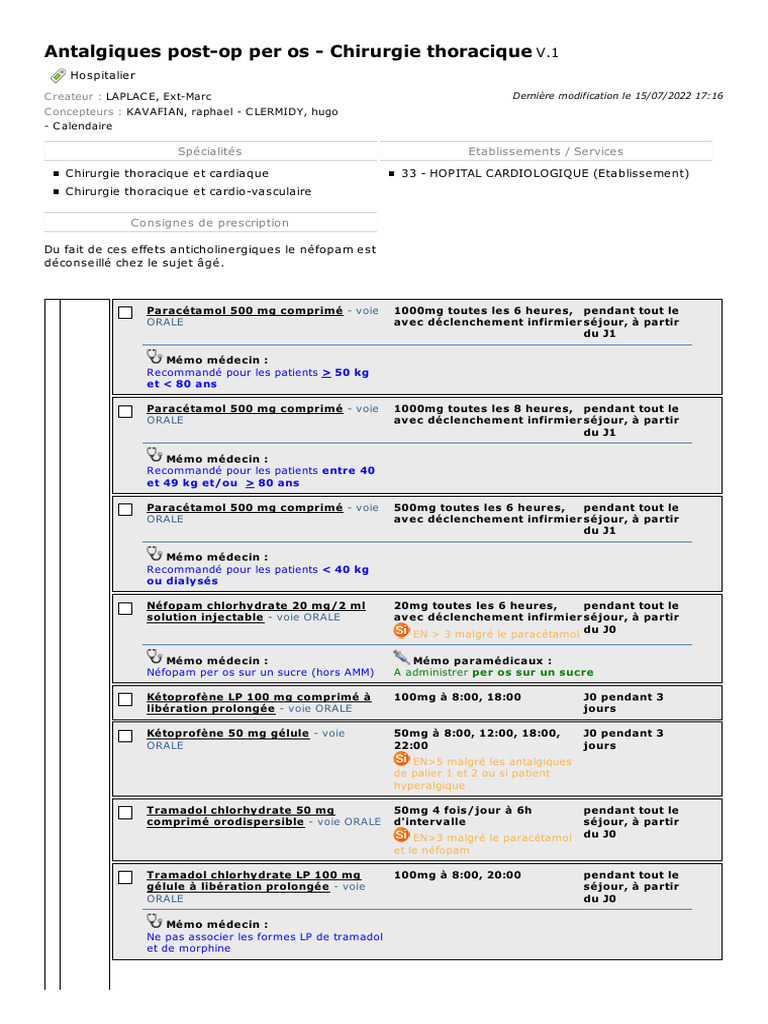protocole antalgique post-op per os | PDF