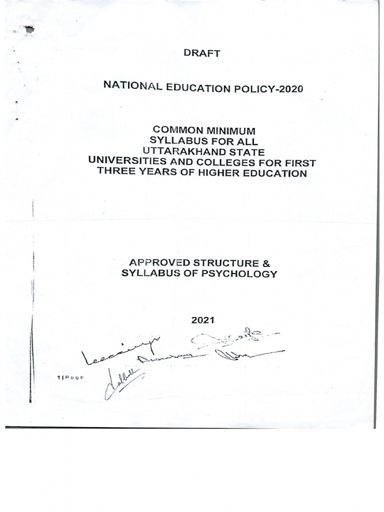 NEP Syllabus - BA Psychology | PDF