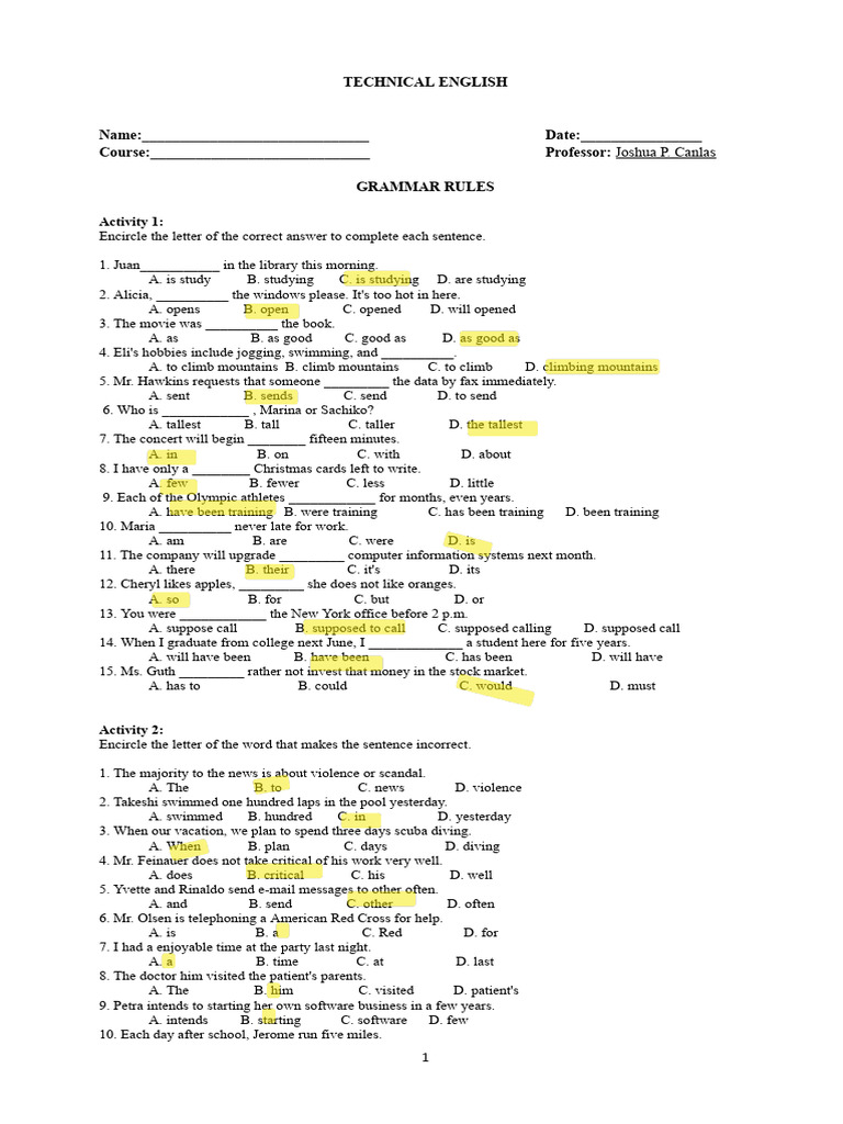 Grammar Rules (1-3) Docx - 240821 - 083148 | PDF