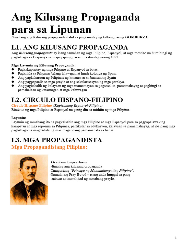 Mapagkukunan NG Impormasyon - Ang Kilusang Propaganda | PDF