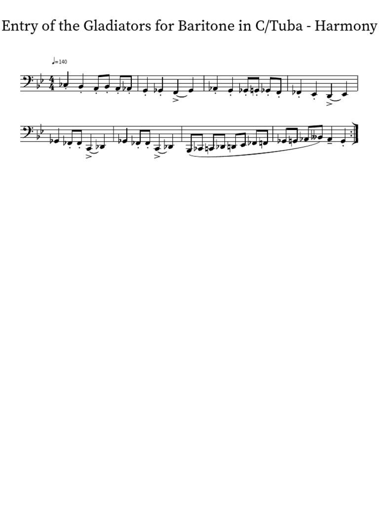 Entry of the Gladiators for Baritone in C_Tuba - Harmony | PDF