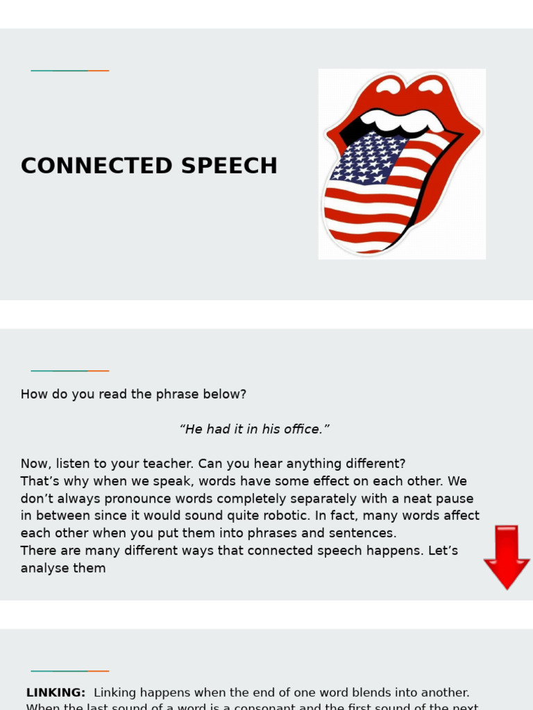 PRONUNCIATION Connected Speech | PDF | Speech | Oral Communication