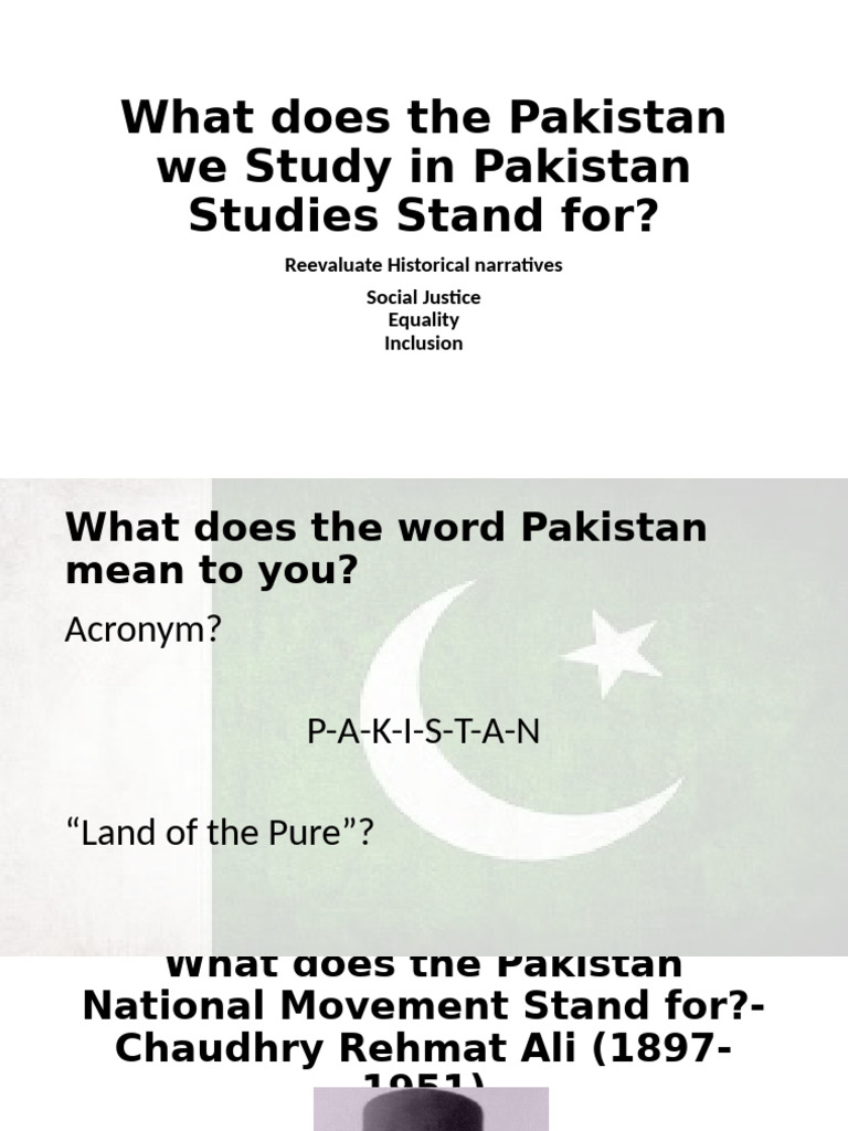 What Does The Pakistan We Study in Pakistan Studies Stand For | PDF