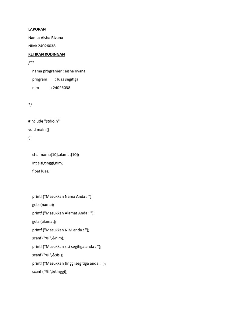 Codinganluassegitiga Aisha | PDF