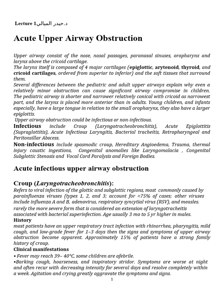 Acute Upper Airway Obstruction | PDF