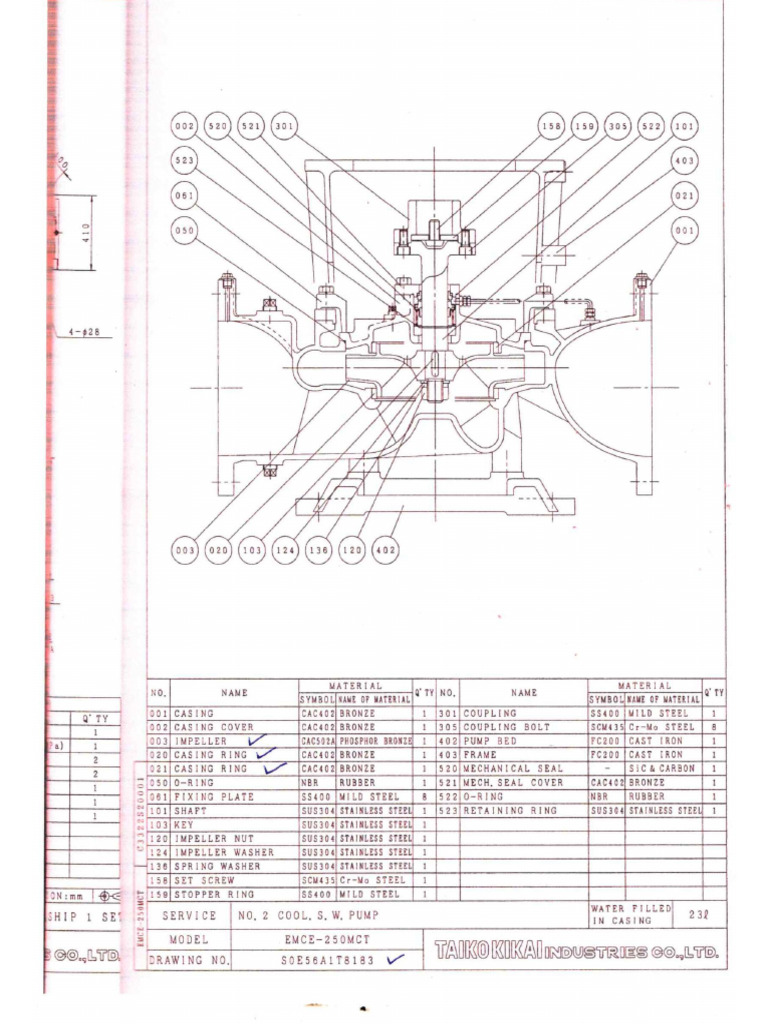 Drawings SW PUMP TAIKO KIKAI EMCE-250MCT | PDF