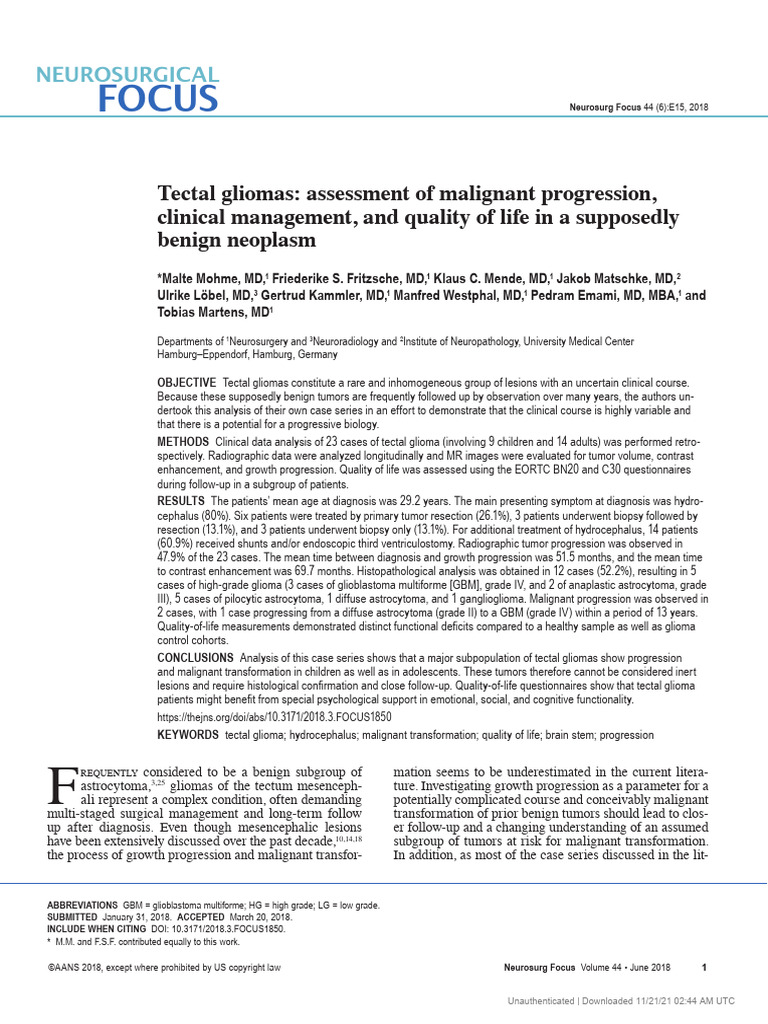 Tectal Glioma | PDF
