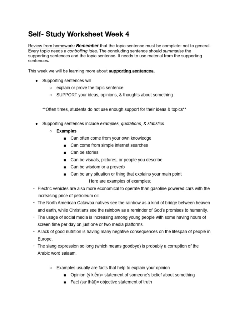 Self-Study Worksheet | PDF