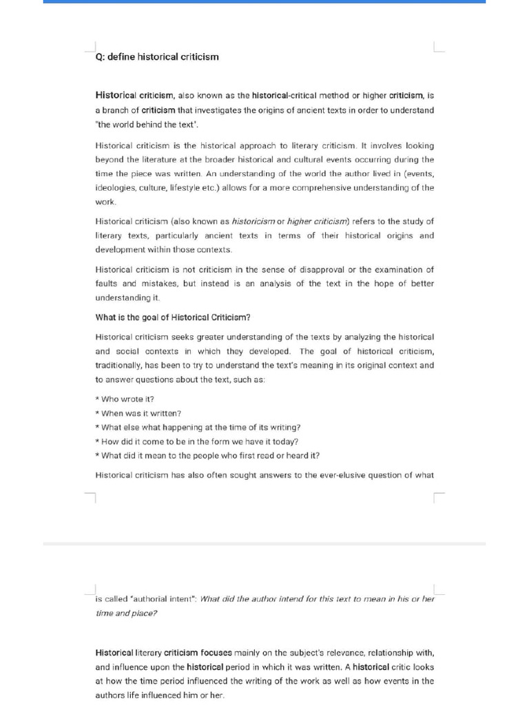 Historical Criticism | PDF