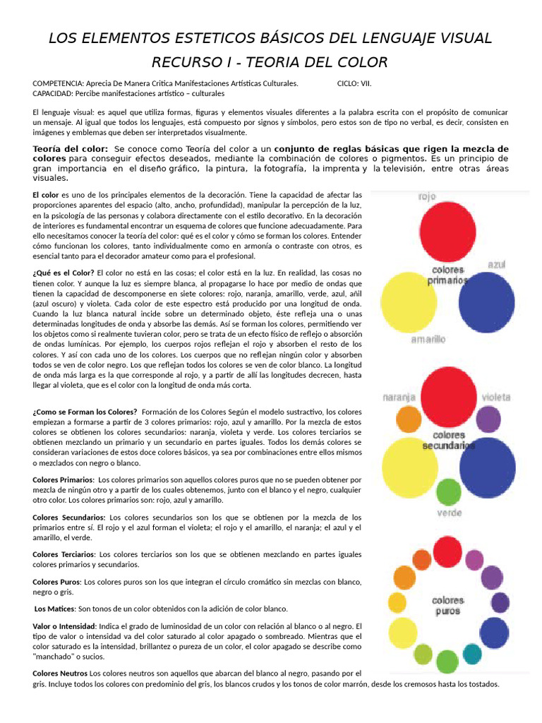 LOS ELEMENTOS ESTETICO teoria del color | PDF