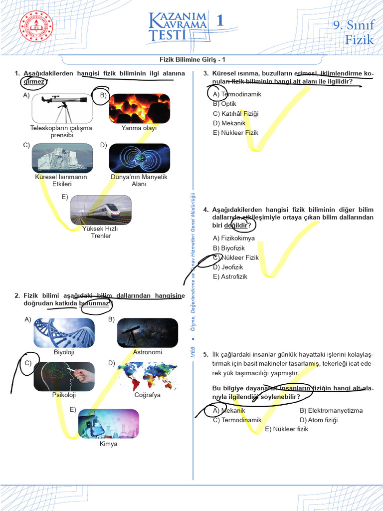 Sınıf Fizik Fizik | PDF