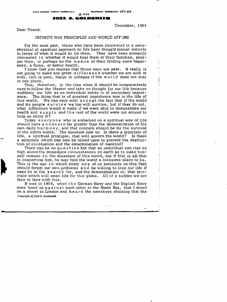 INFINITE WAY PRINCIPLES AND WORLD AFFAIRS | PDF