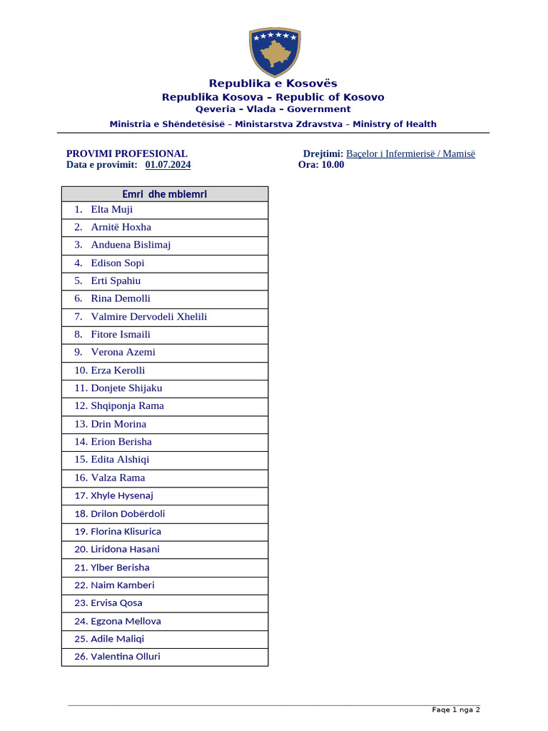 Emri Dhe Mbiemri: Republika e Kosovës | PDF