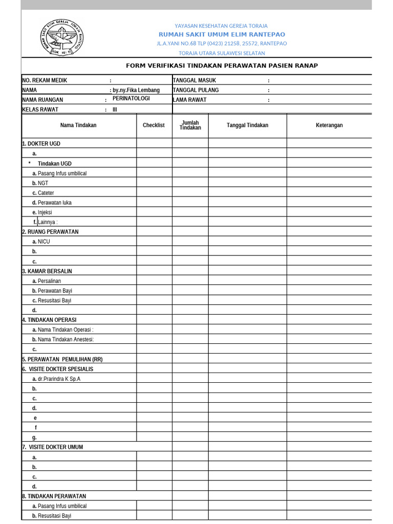 Form Verifikasi Tindakan | PDF