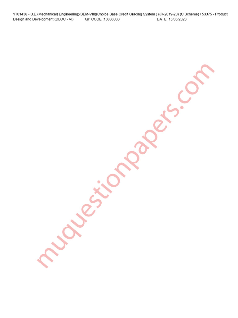 Be - Mechanical Engineering - Semester 8 - 2023 - May - Dloc VI - Product Design and Development ...