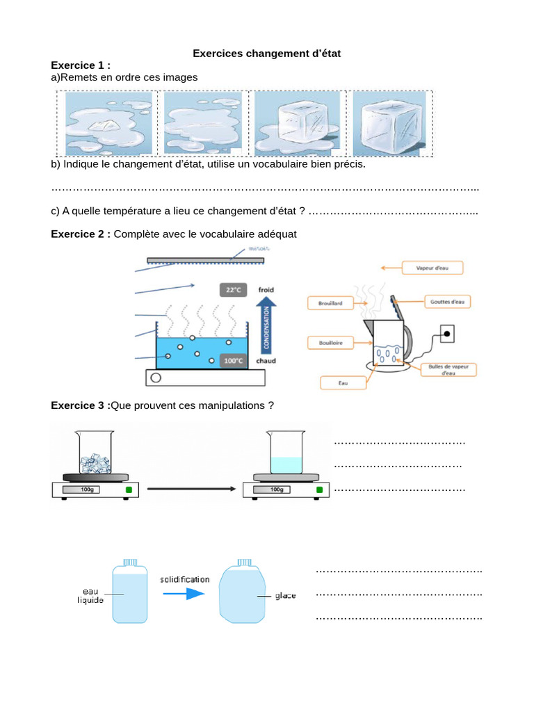 Exercices Changement État | PDF