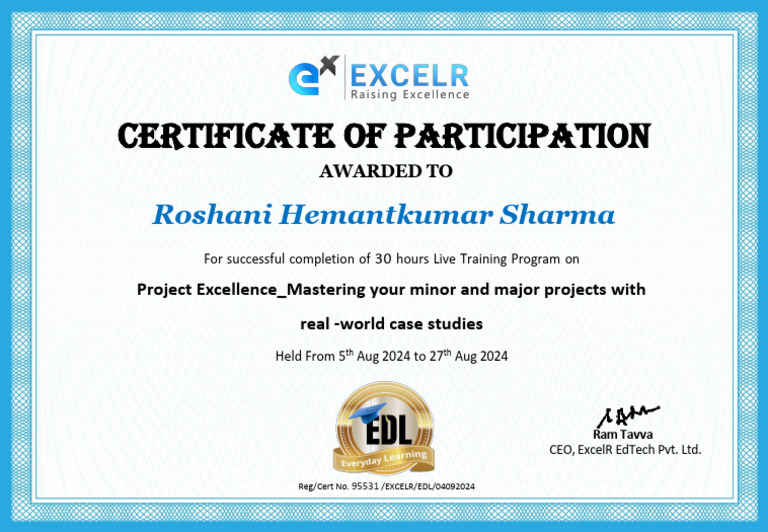 EXCELR-EDL-95531-Roshani Hemantkumar Sharma | PDF