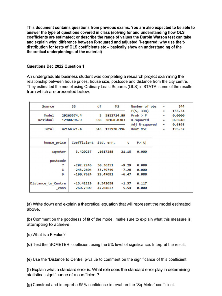 Sample Past Exam Questions | PDF