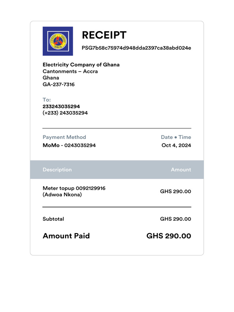 ECG PowerApp Receipt PSG | PDF