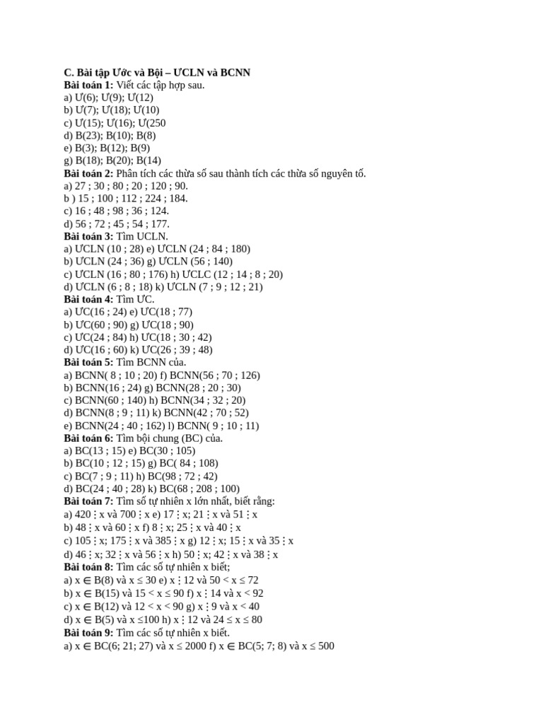 Toán 6 - UCLN, BCNN | PDF