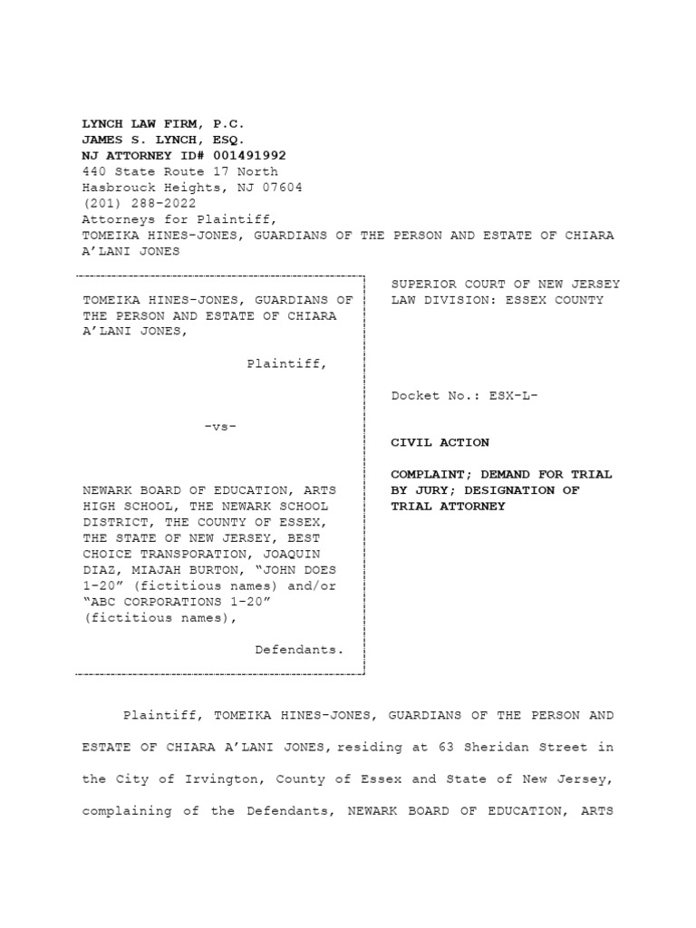 Legal Action for Chiara Jones' Injury | PDF | Negligence | School Bus