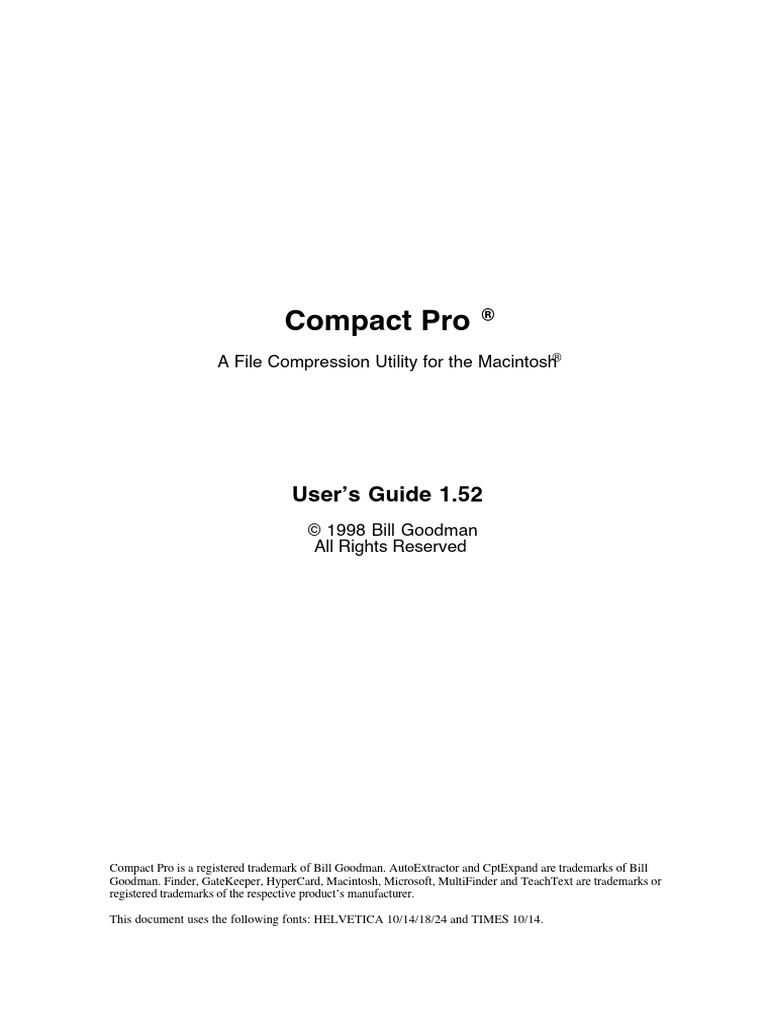 CompactPro UserGuide | PDF