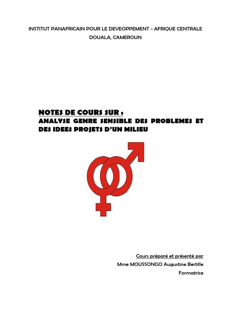 Analyse Genre Sensible Des Problèmes D'un Milieu | PDF
