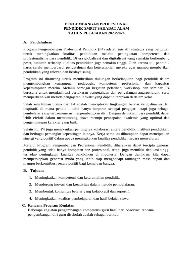 5.4 mengembangkan program pengembangan profesional pendidik yang ...