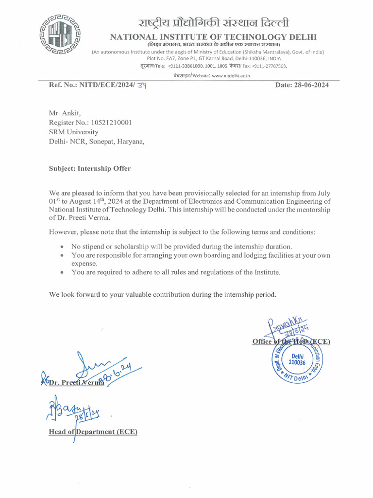 Offer_Letter_Mr. Ankit (1) | PDF