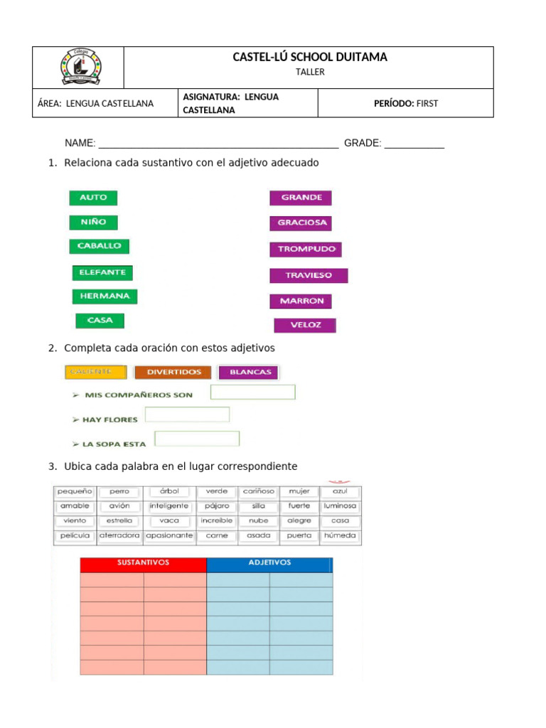 Taller de Sustantivos | PDF