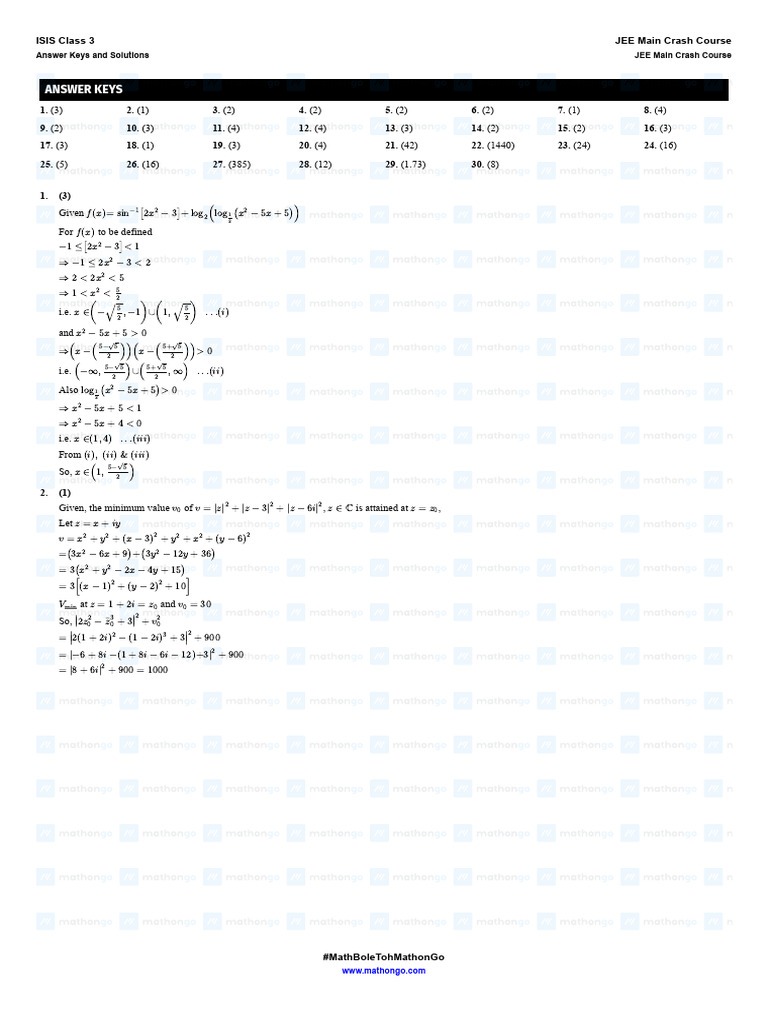 Solution ISIS Class 3 | PDF