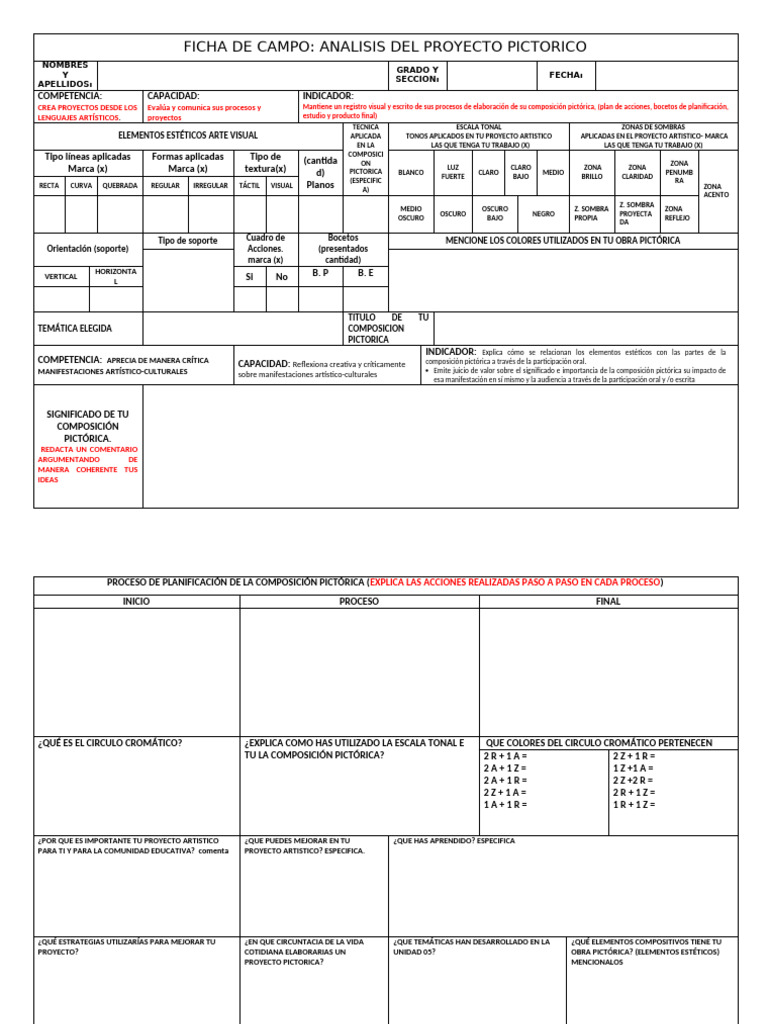FICHA DE CAMPO EVALUACION INDIVIDUAL | PDF