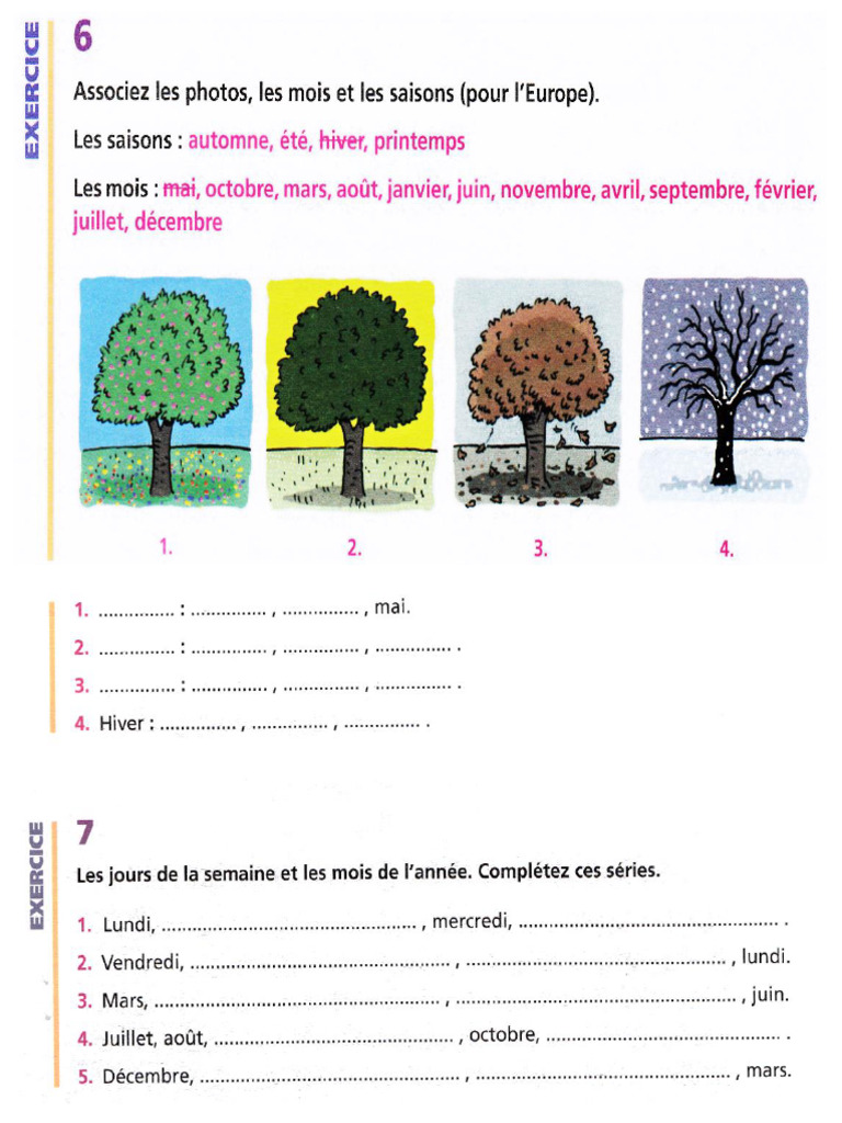 Les Jours Les Mois Et Les Saisons | PDF