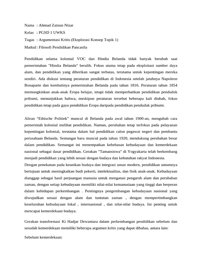 Eksplorasi Konsep Filosofi Pendidikan | PDF