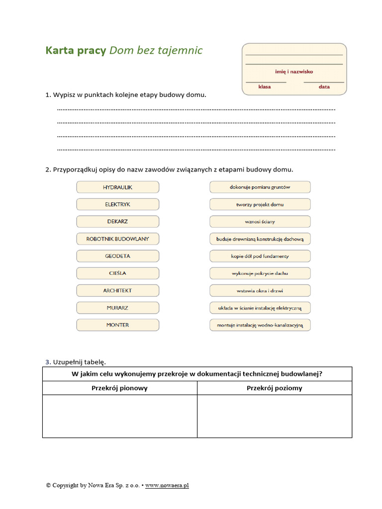 Karta Pracy Dom Bez Tajemnic Klasa VI | PDF